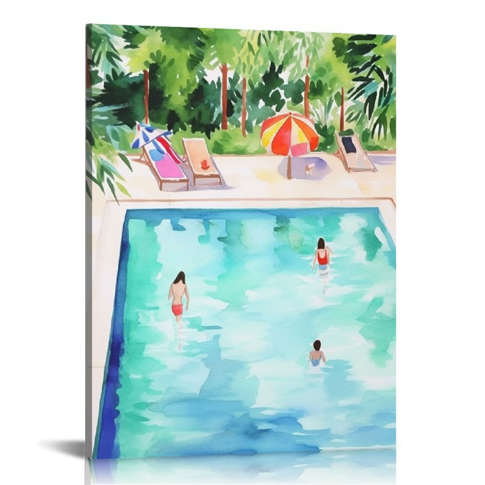 COMIO Summer Pool Canvas Poster Painting Wall Art, Women Swimming ...