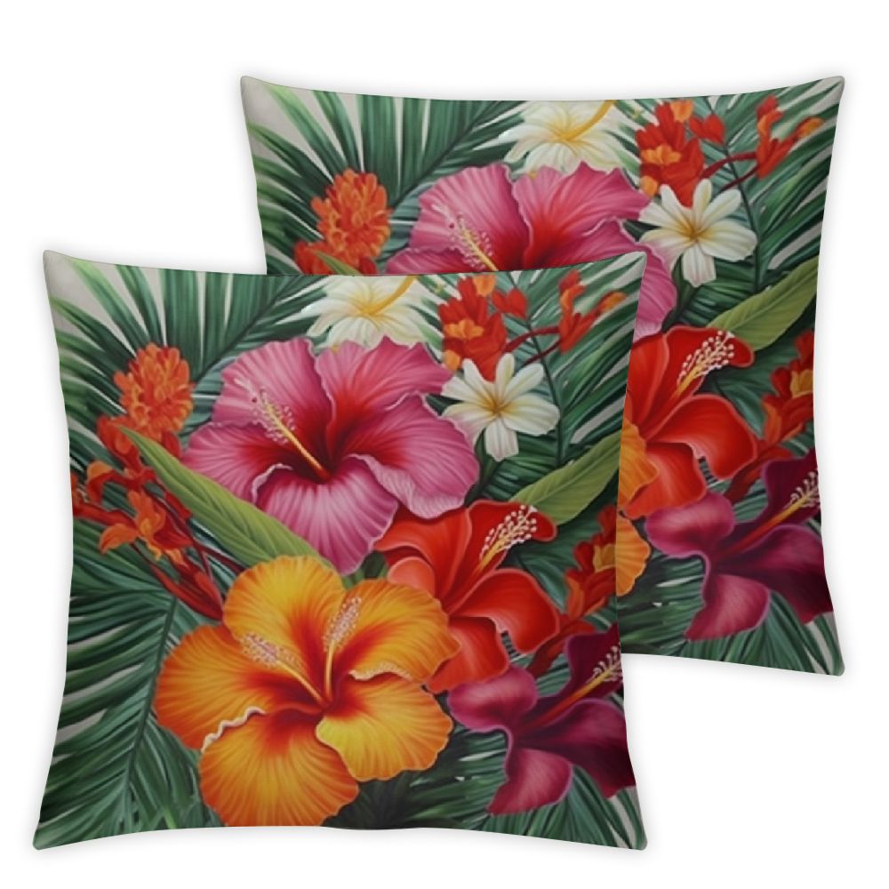 COMIO Summer Throw Pillow Covers Tropical Flamingo Hibiscus Flower Palm ...