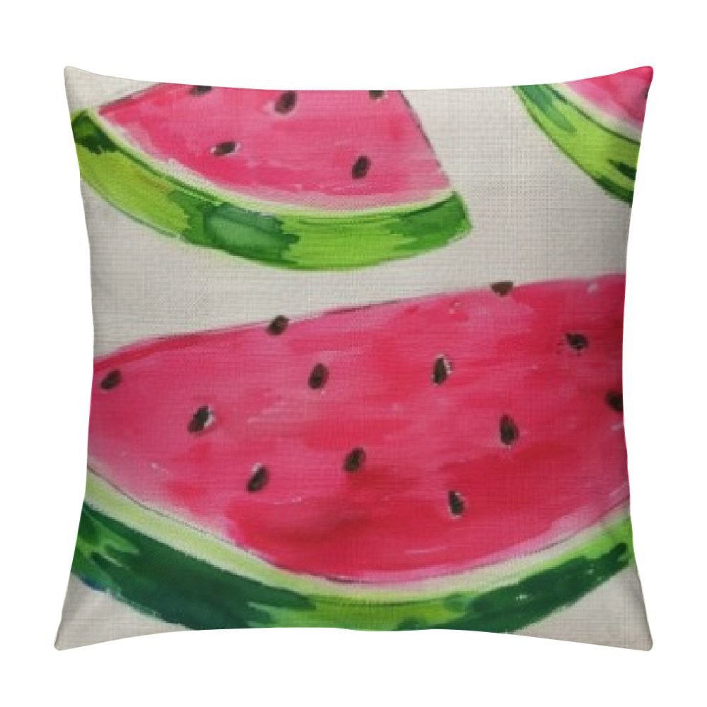 COMIO Summer Throw Pillow Covers Watercolor Watermelon Pillow Case ...