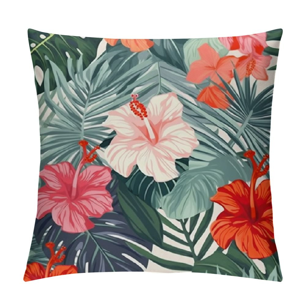 COMIO Summer Tropical Leaves Pillow Covers Monstera Palm Leaf Flower ...