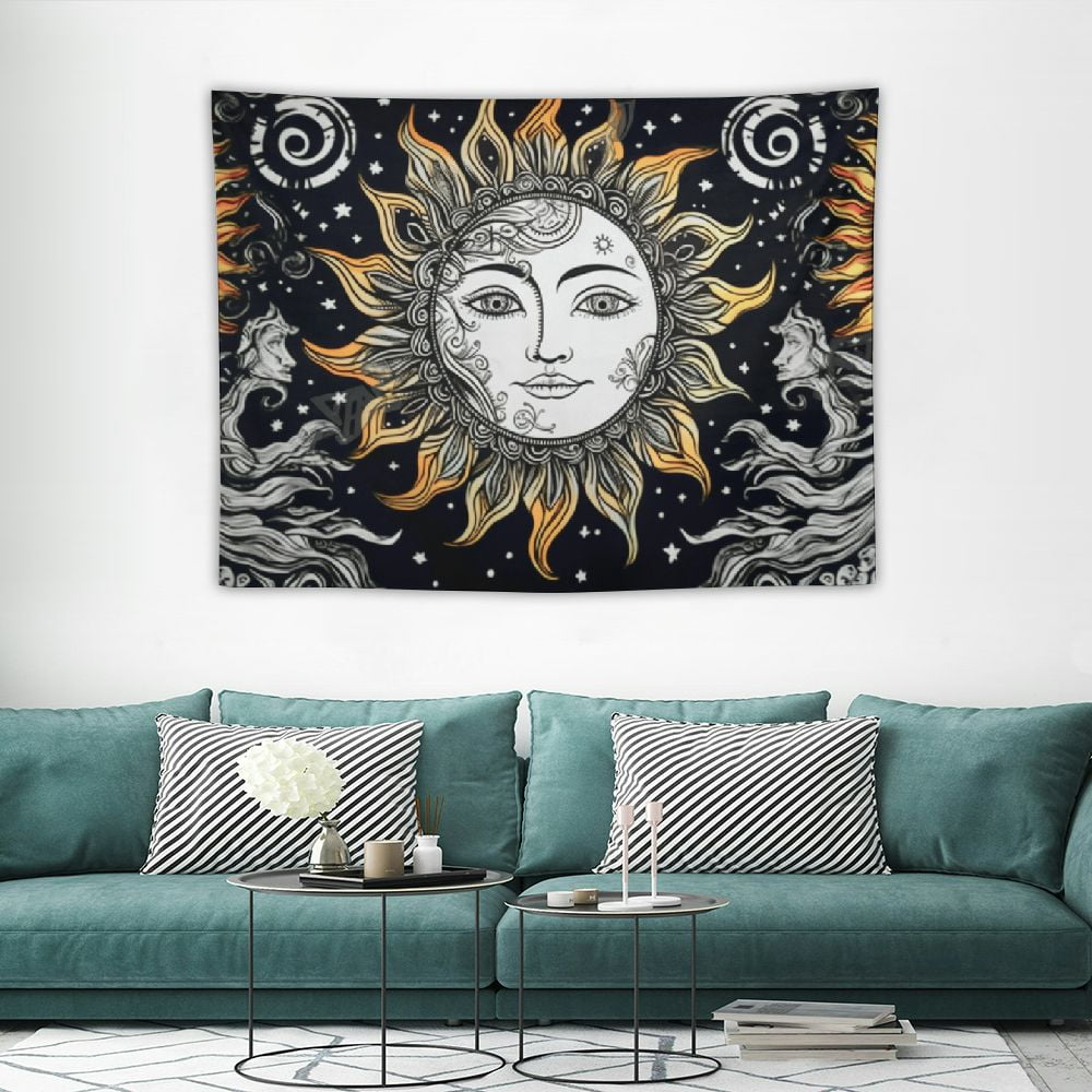 COMIO Sun and Moon Tapestry, Black and White Tapestries Mystic Burning ...