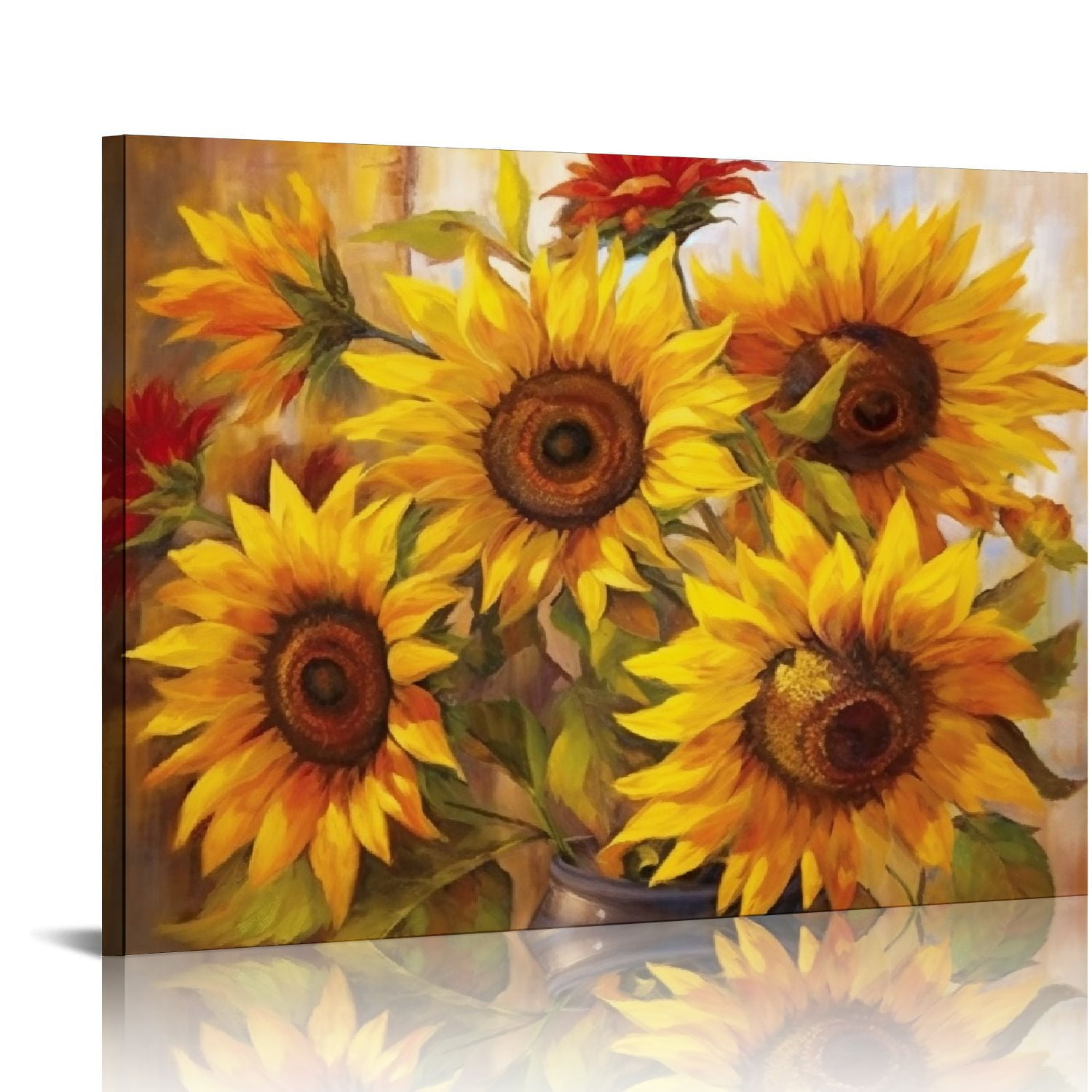 COMIO Sunflower Cheer Wall Art, Beautiful Red & Yellow Sunflowers ...