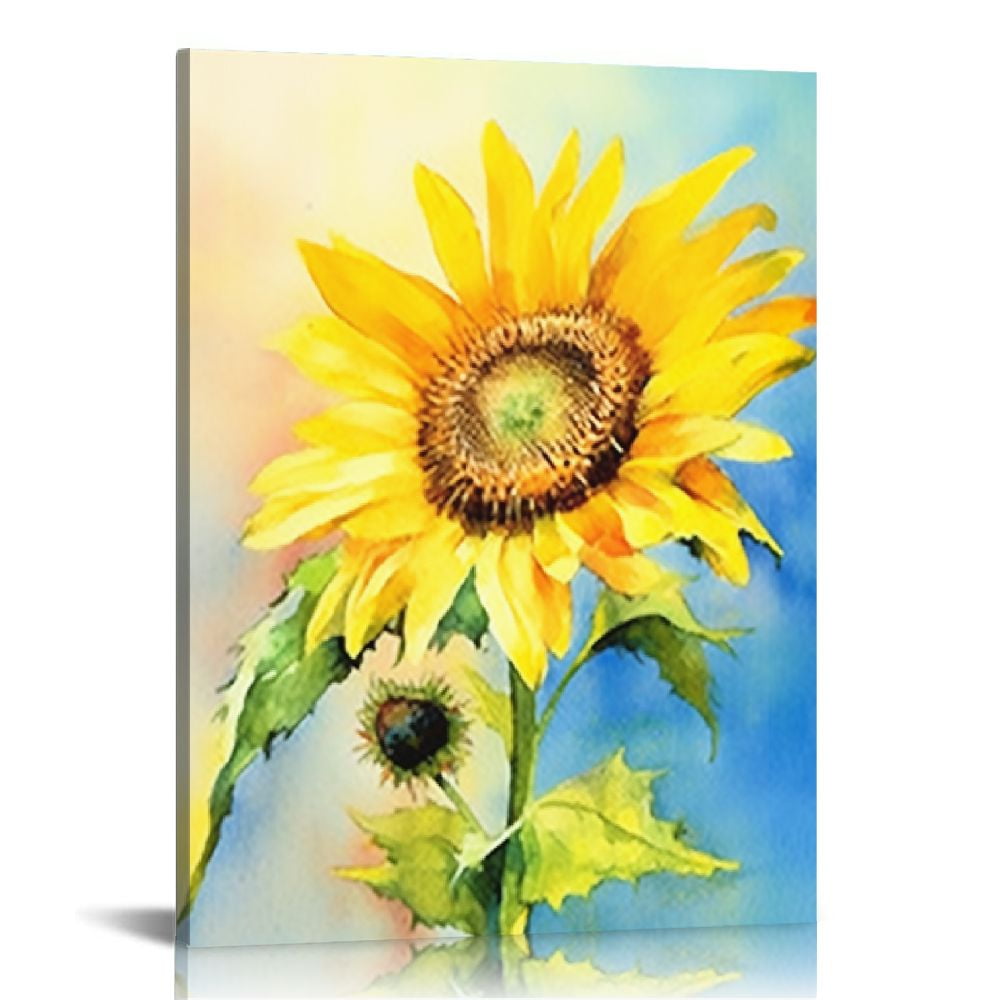 COMIO Sunflower Prints Wall Art Canvas,Yellow Decor,Sunflower Bathroom ...