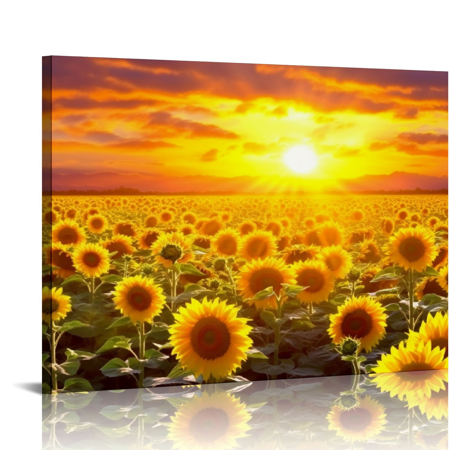 COMIO Sunflower Wall Art Canvas Print - Large Size Sunrise Yellow Plant ...