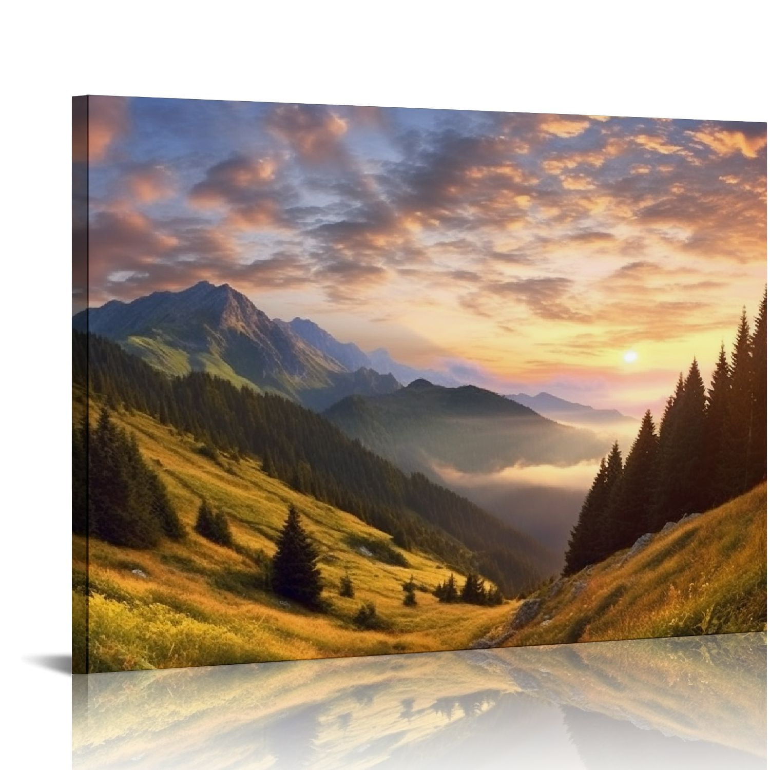 COMIO Sunset Over The Golden Mountain Forest Landscape Nature ...