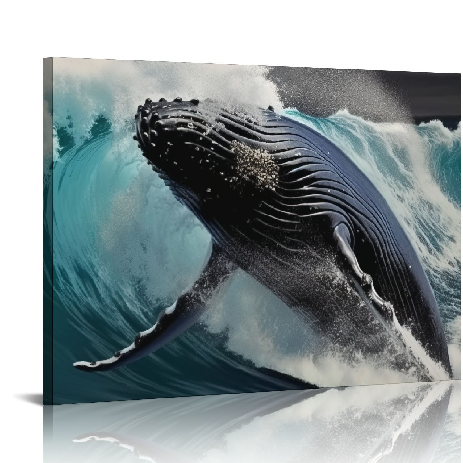 COMIO Surging Waves Whale Pictures Canvas Wall Art For Living Room Bedroom Wall Decor,Surge Wall ...