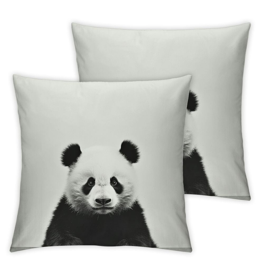 COMIO Sylvie Panda Animal Print Black and White Portrait 2-Piece Short ...