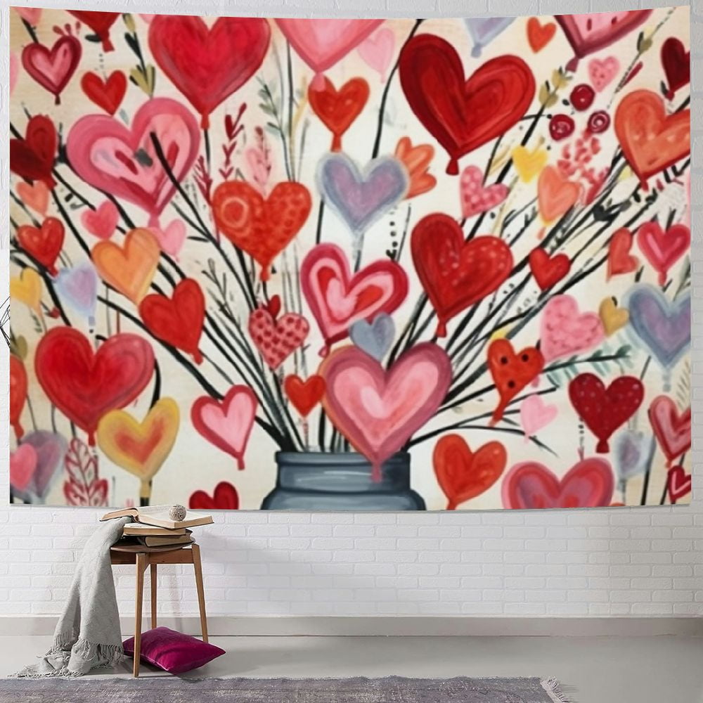 COMIO Tapestries Valentines Day Vase Heart Balloon Painting - Walmart.com