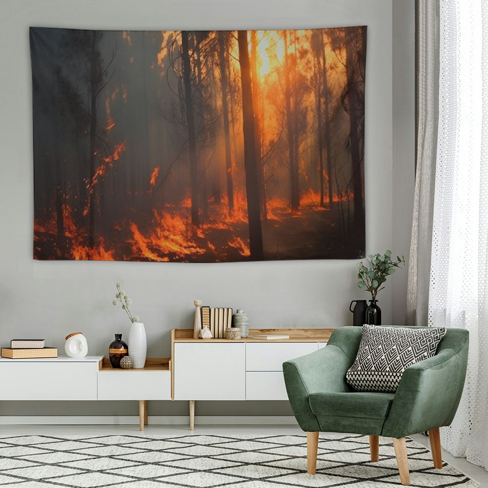 COMIO Tapestry Fire Wildfire Burning Pine Forest Ecology Flames Smoke ...