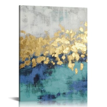 AVOI Blue Abstract Wall Art Canvas Teal Ocean Sailboat Picture Modern ...