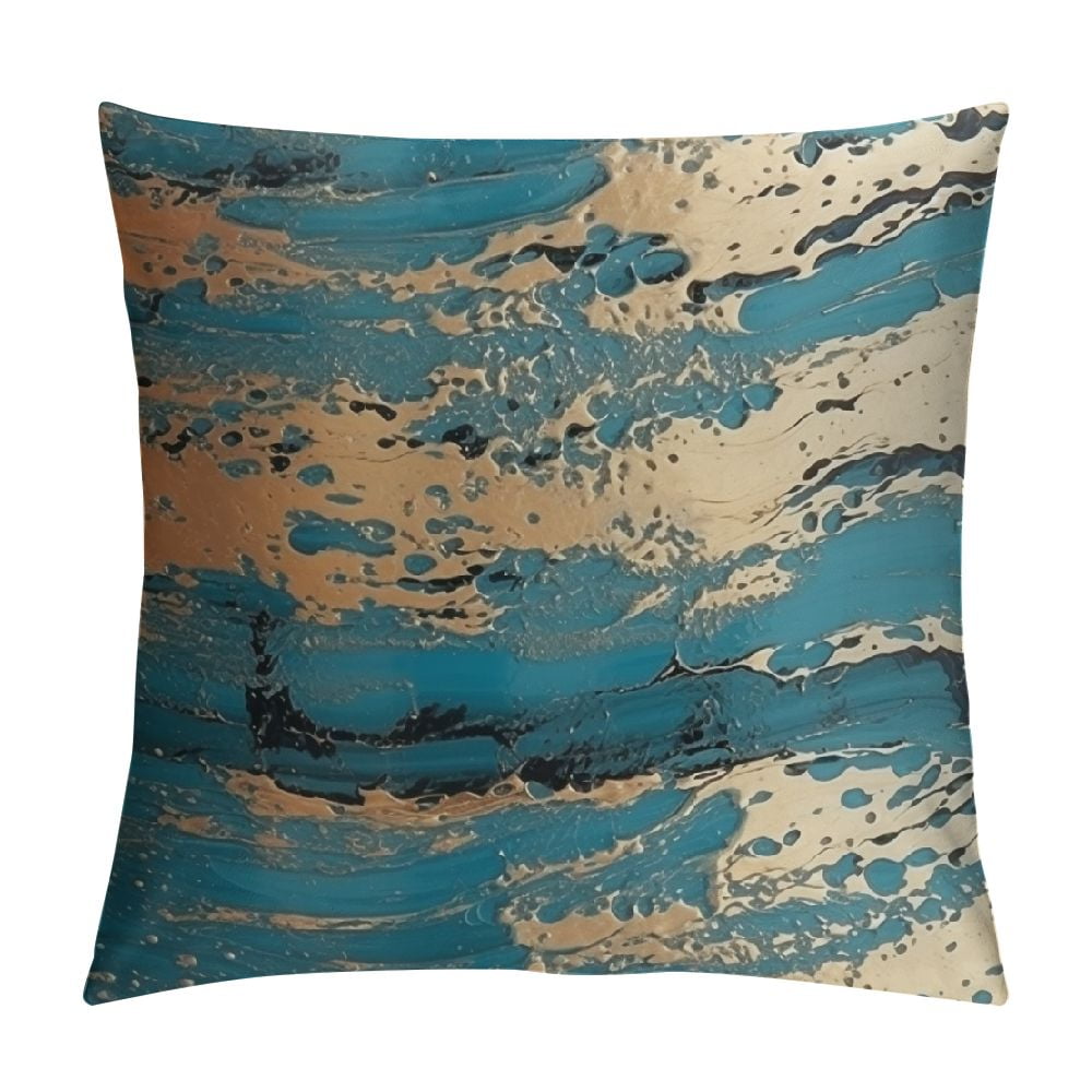 COMIO Teal Green and Gold Decorative Throw Pillow Covers Peacock Blue ...