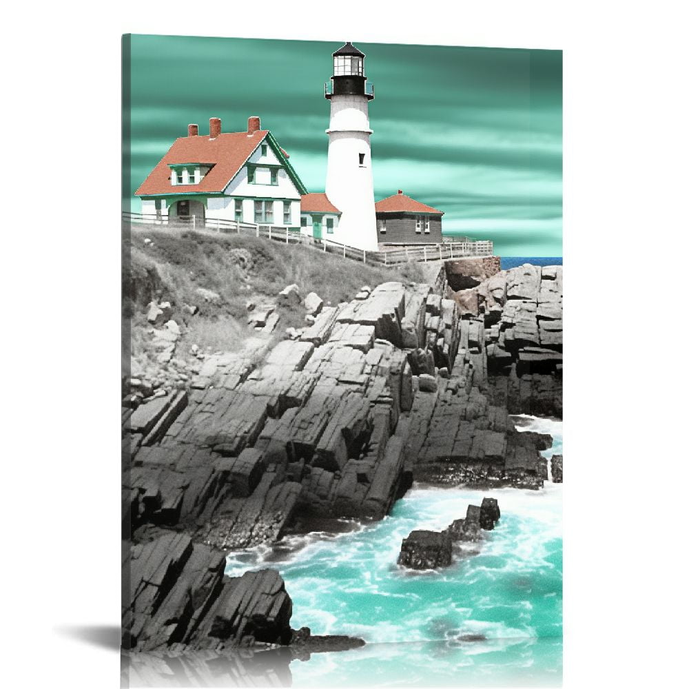 COMIO Teal Ocean Canvas Wall Art Summer Seascape Blue Painting ...