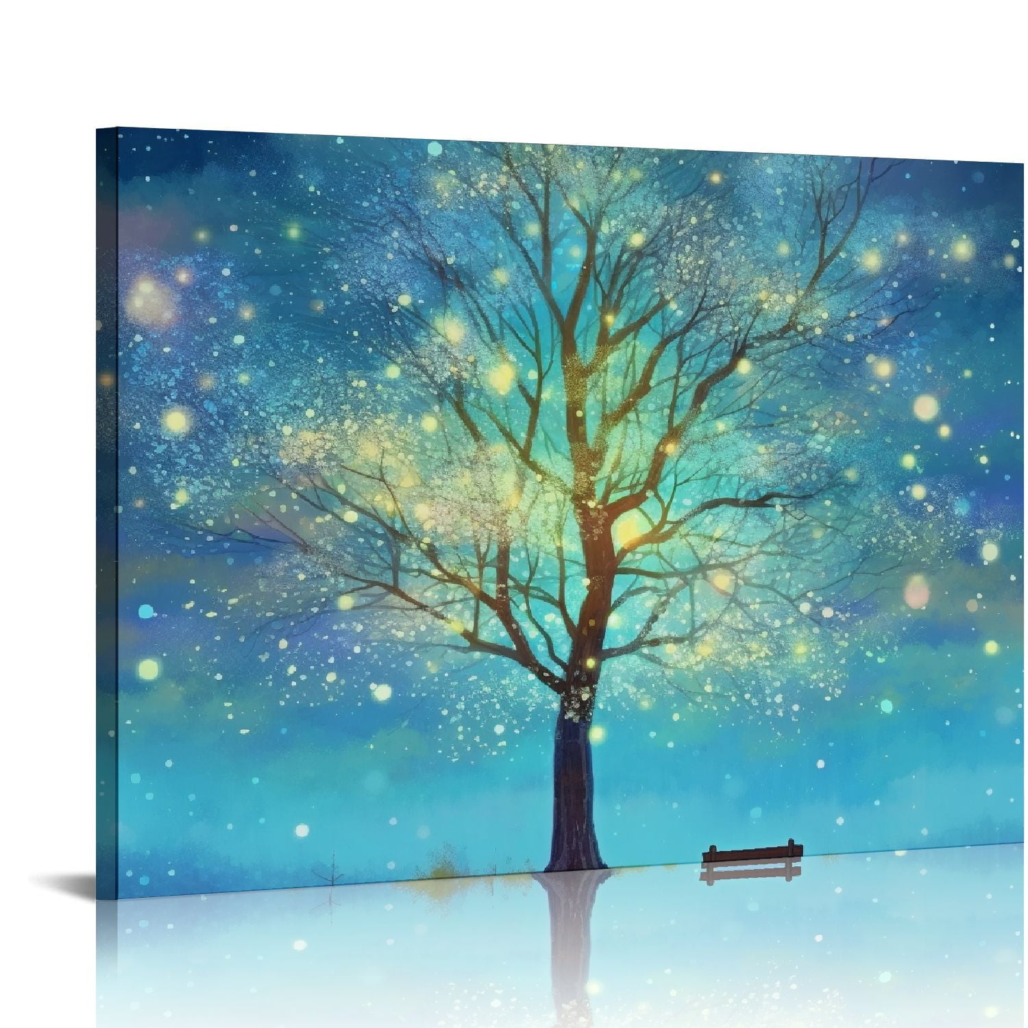 COMIO Teal Tree Wall Art Decor Tree of Life Modern Abstract Canvas ...