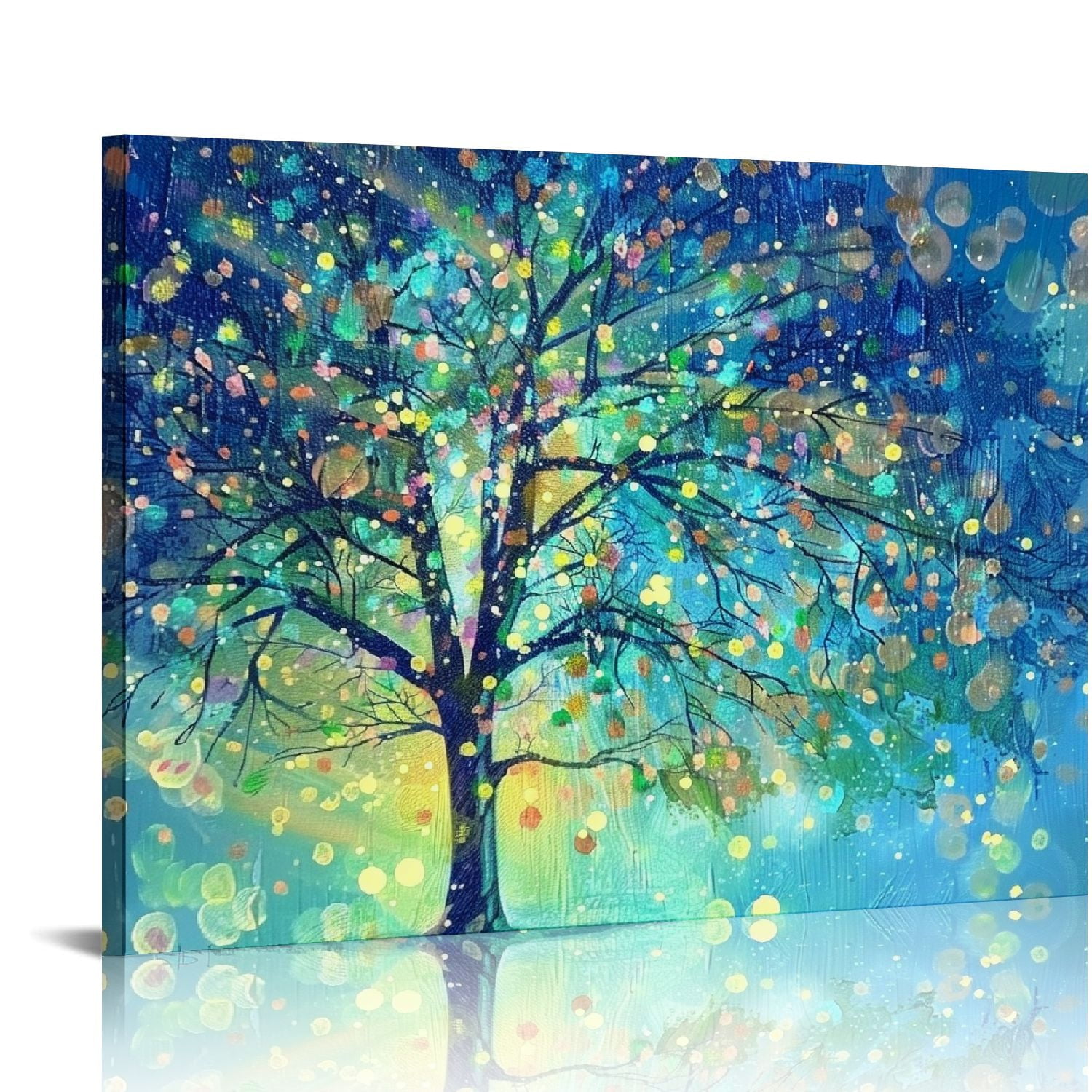 COMIO Teal Tree Wall Art Decor Tree of Life Modern Abstract Canvas ...