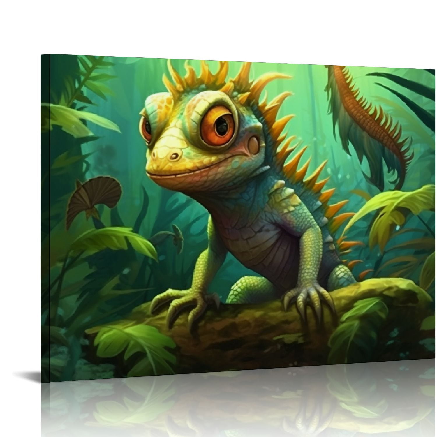 COMIO The Cute Chameleon Wall Art Canvas, Humor Animals Wall Decor ...