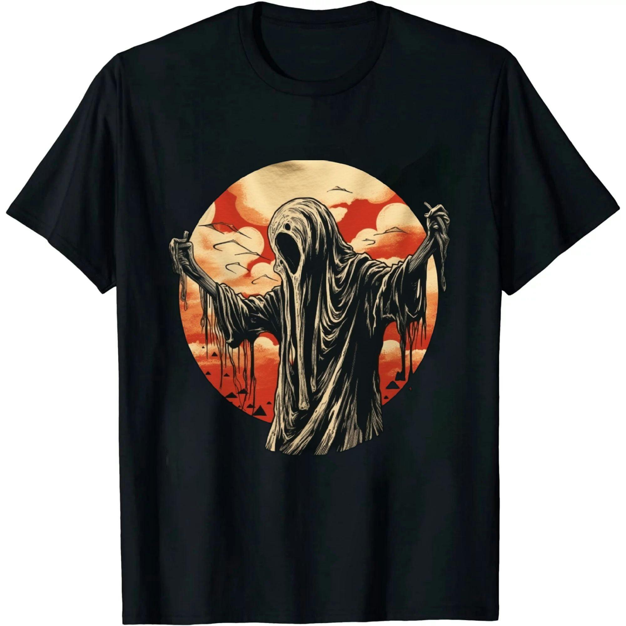 COMIO The Grim Reaper Skeleton Skull Death Scythe Grunge Horror T-Shirt ...