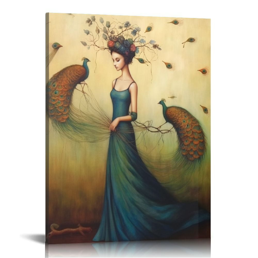 COMIO The Stupell Home Decor Beauty and Birds in Her Hair Woman and ...