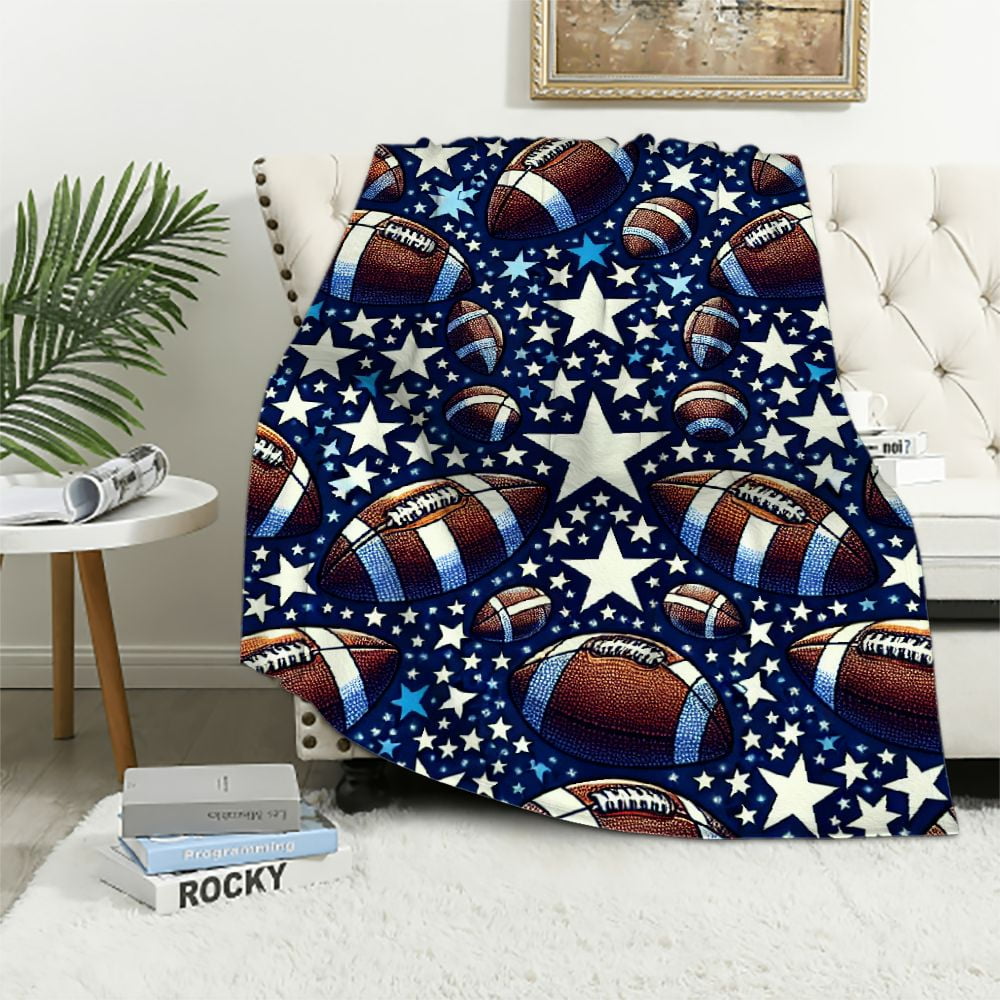 COMIO Thin Crimson American Football in Navy Sky with Stars Throw ...