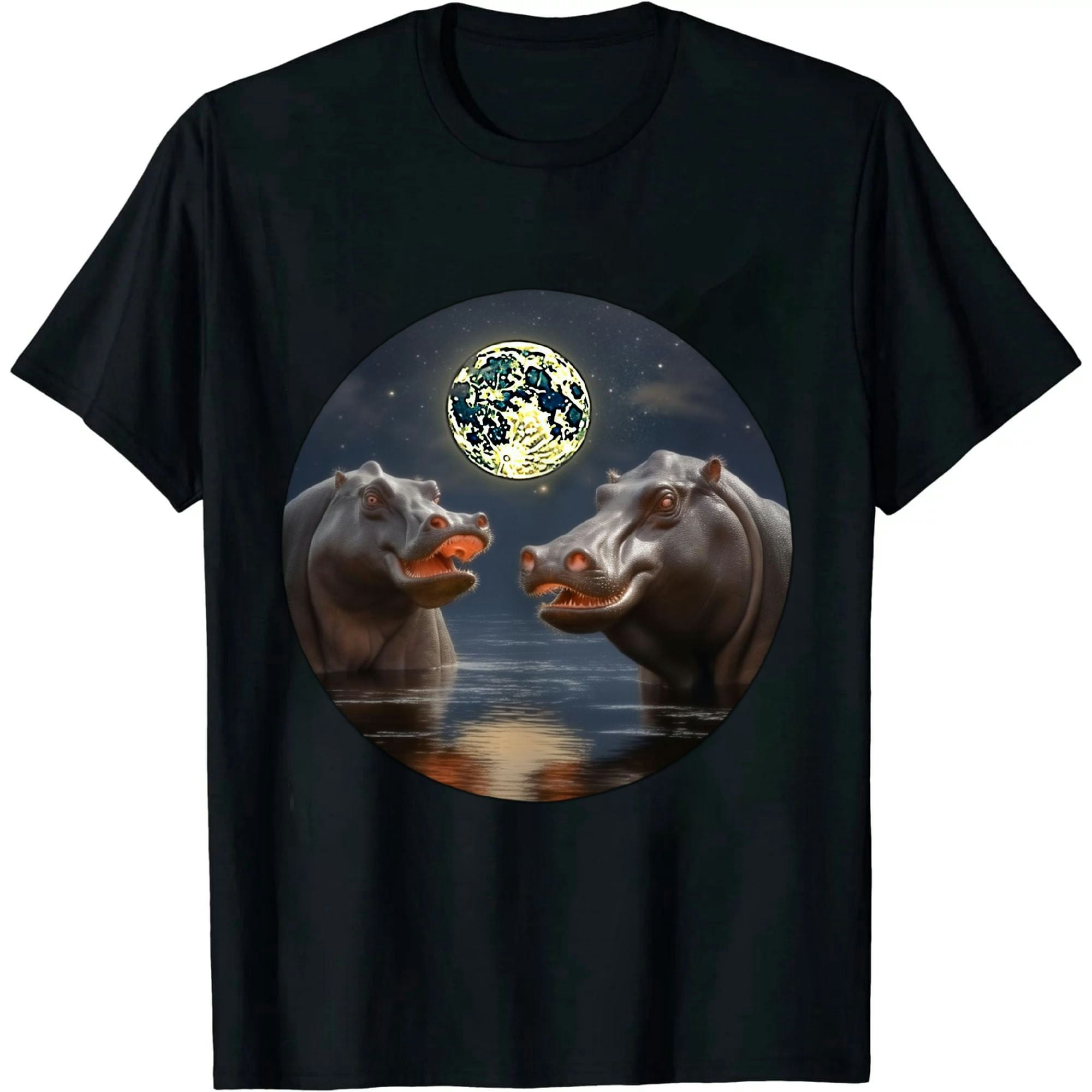 COMIO Three Hippo Howling At Moon - Funny Hippo Lovers Costume T-Shirt ...