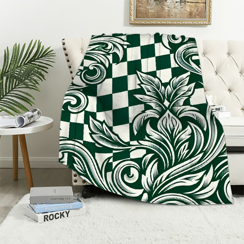 COMIO Throw Blanket for Couch Sofa Bed, Buffalo Plaid Decor Sage Green ...