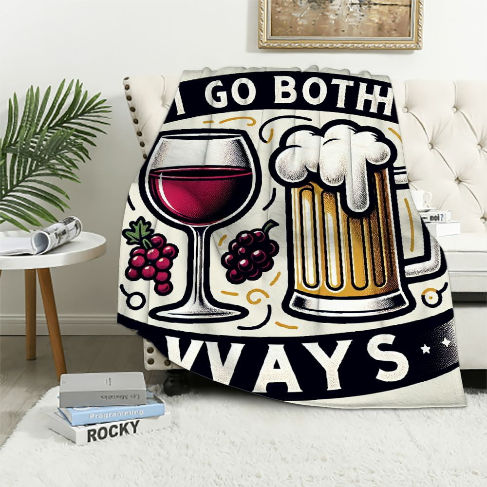 COMIO Throw Blanket Wines and Beers Flannel Blanket Blankets Super Soft ...