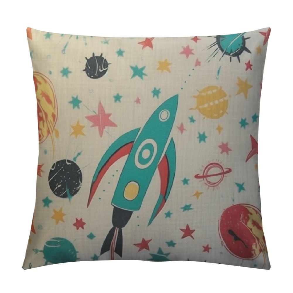 MLJA Throw Pillow Cover Blue Chalkboard for Journey to Space with ...