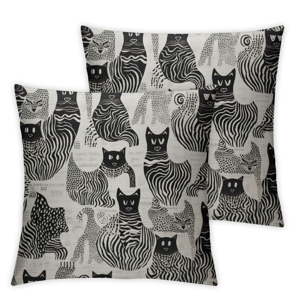 COMIO Throw Pillow Cover, Cat Pillow Cover, Abstract Kitten with Cute ...