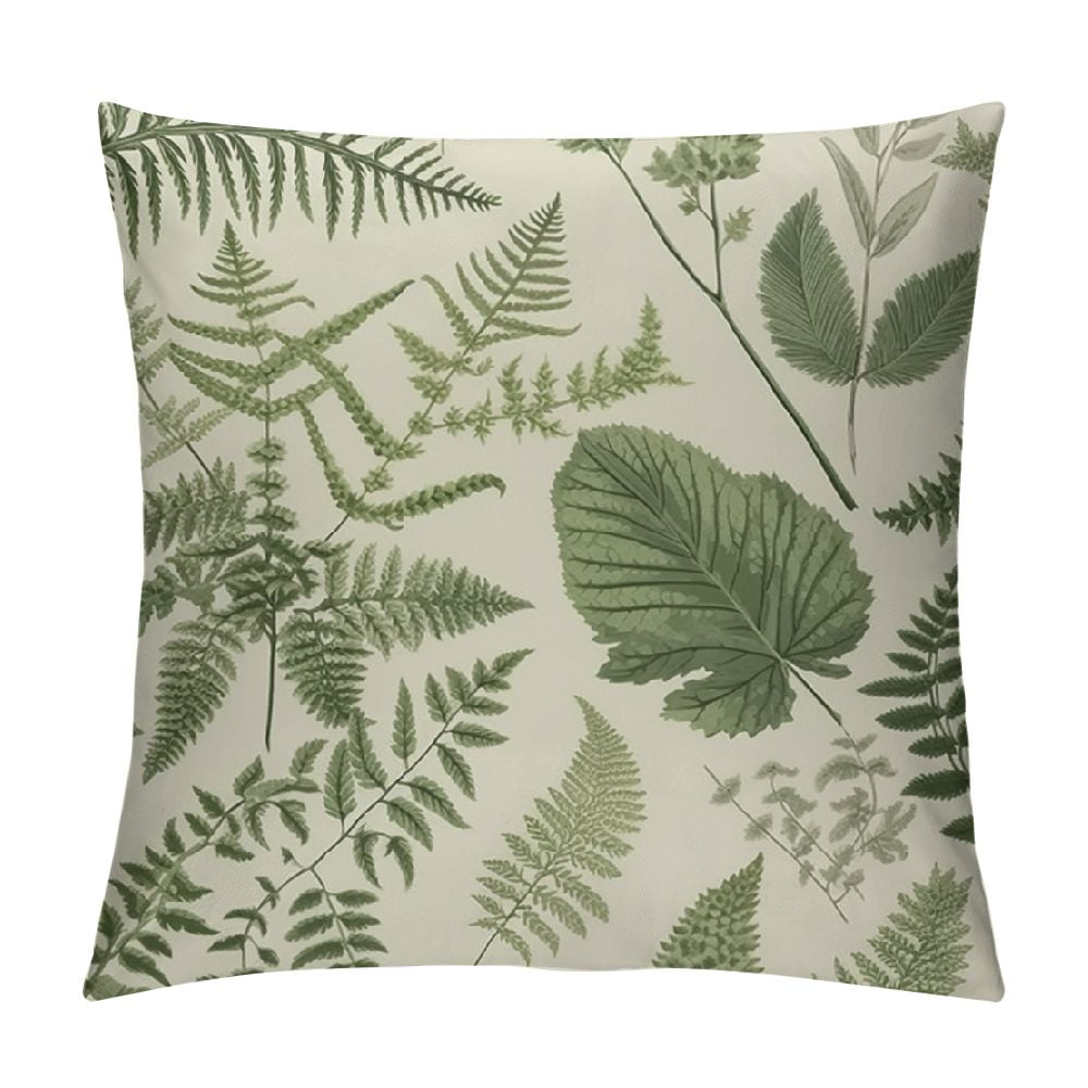 Comio Throw Pillow Cover Green Leaf Floral In Vintage Style Leaves