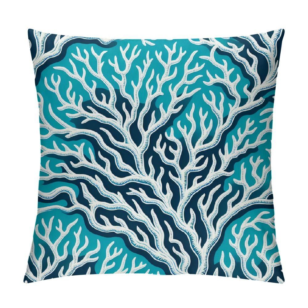 COMIO Throw Pillow Cover Hue Sea Coral Silhouettes Coastal Beach Light ...