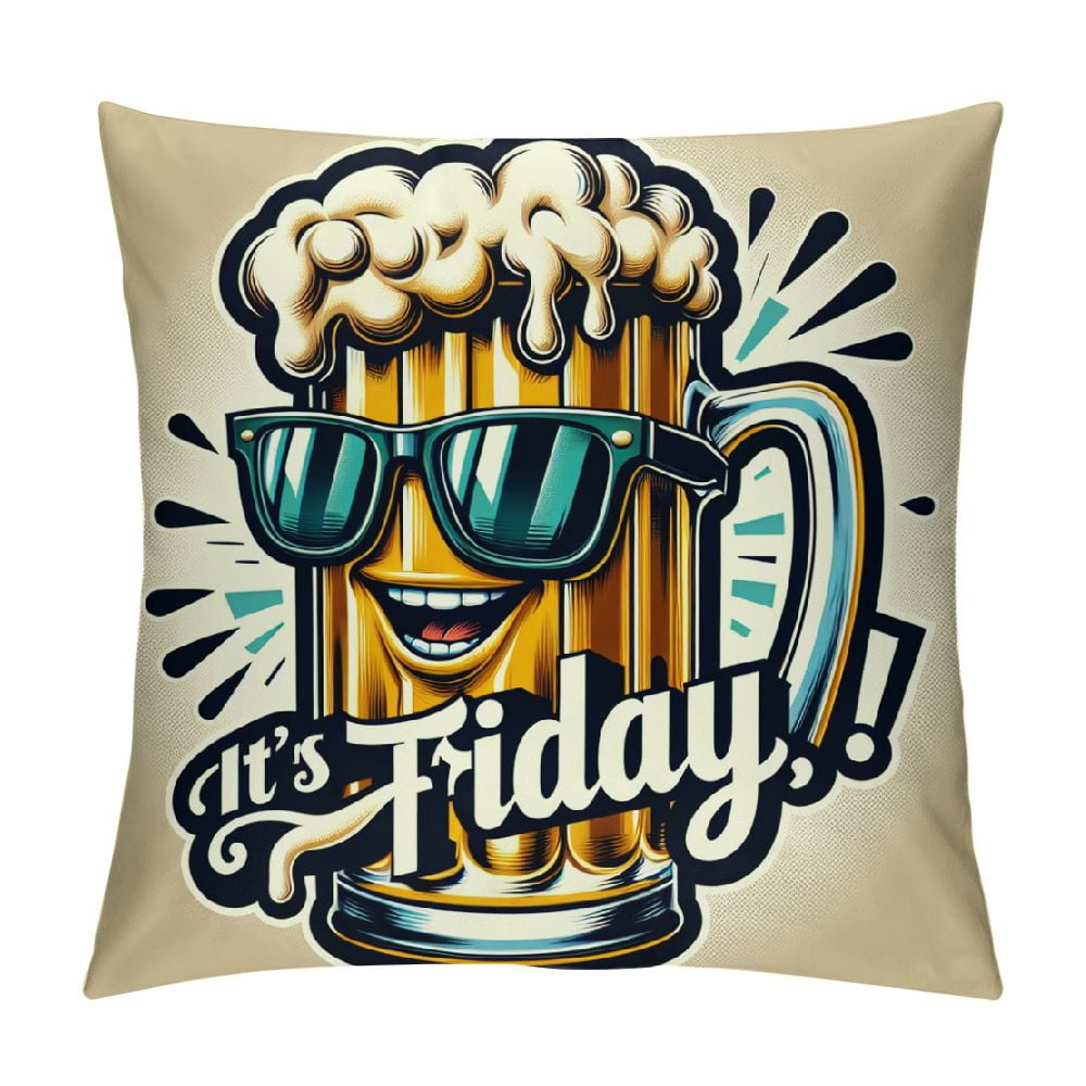 YANMS Throw Pillow Cover Its Baby Funky Beer Character Red Happy ...