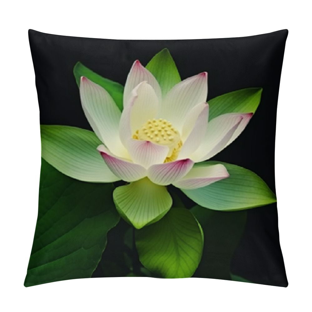 Comio Throw Pillow Cover Lotus Flowers Watercolor Summer Floral Blossom