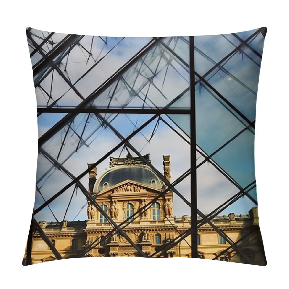COMIO Throw Pillow Cover Paris Louvre Pyramid Glass Pyramid France ...