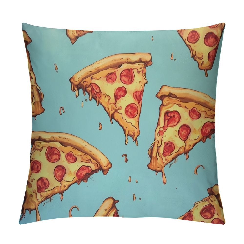 COMIO Throw Pillow Cover Pizza Slice Square Sofa Pillow Case Funny ...