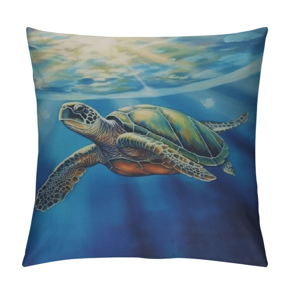 COMIO Throw Pillow Cover Sea Turtle Ocean Coastal Theme Marine Nautical ...