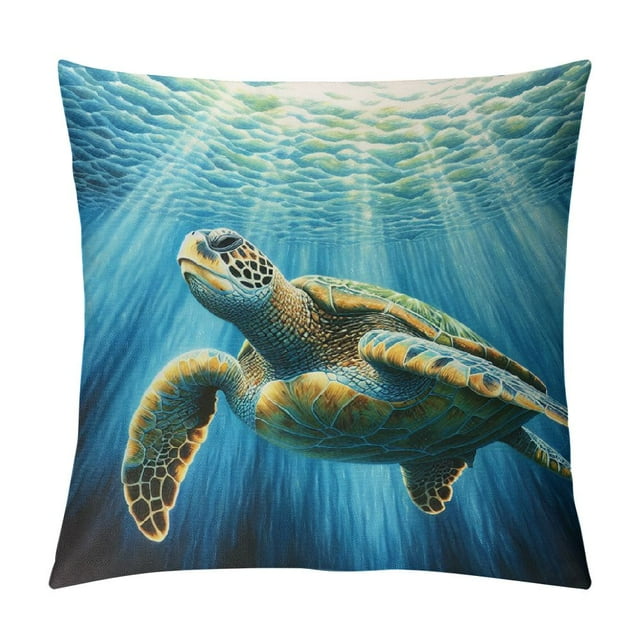 COMIO Throw Pillow Cover Sea Turtle Ocean Coastal Theme Marine Nautical ...