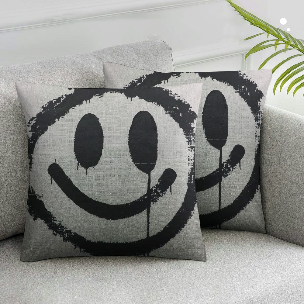 COMIO Throw Pillow Cover Spray Graffiti Emoticon Wink Face Sprayed in ...