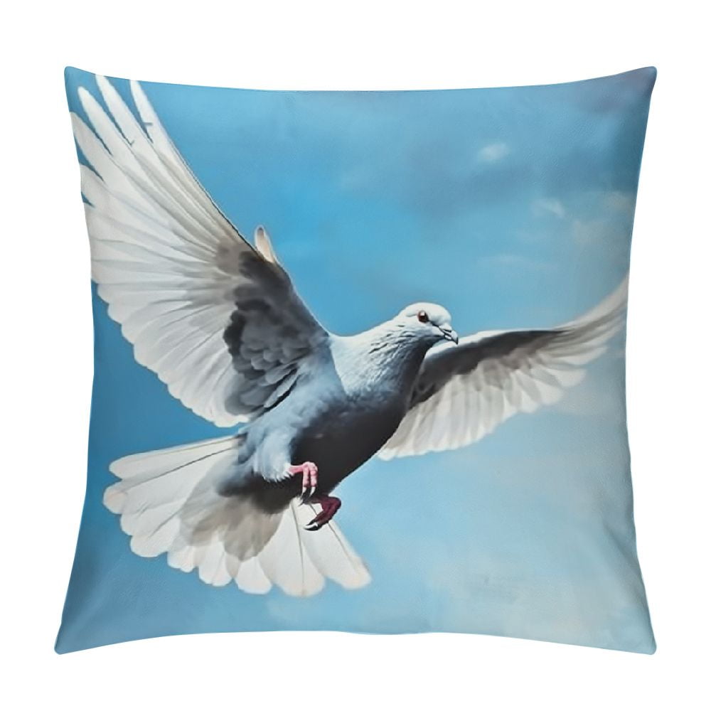 COMIO Throw Pillow Cover - White Dove Bird in Flight Dove Bird Flight ...