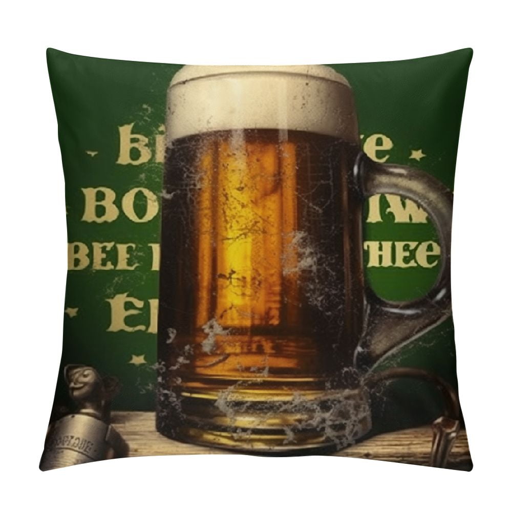COMIO Throw Pillow Covers Beer Classical Quote Lettering Series Throw ...