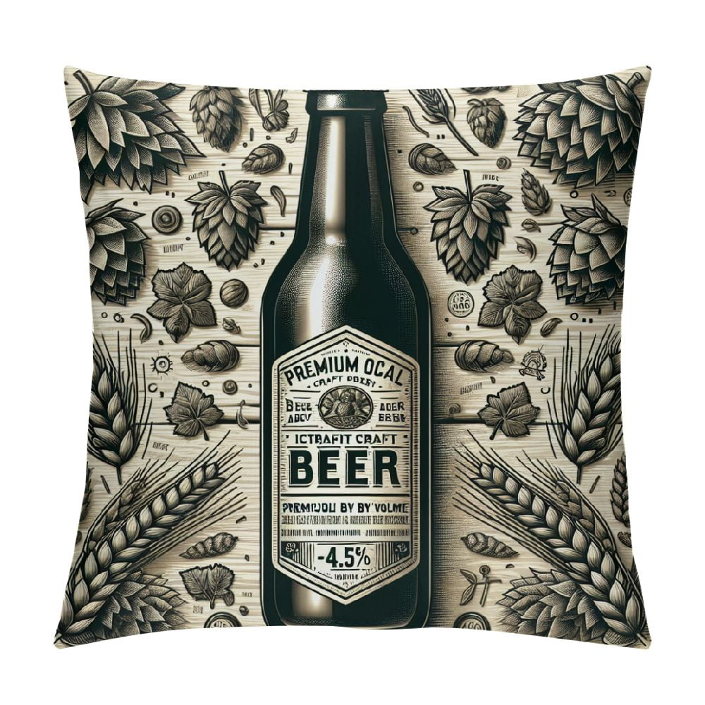 YANMS Throw Pillow Covers Beer Retro with and Drink Vintage Beige ...
