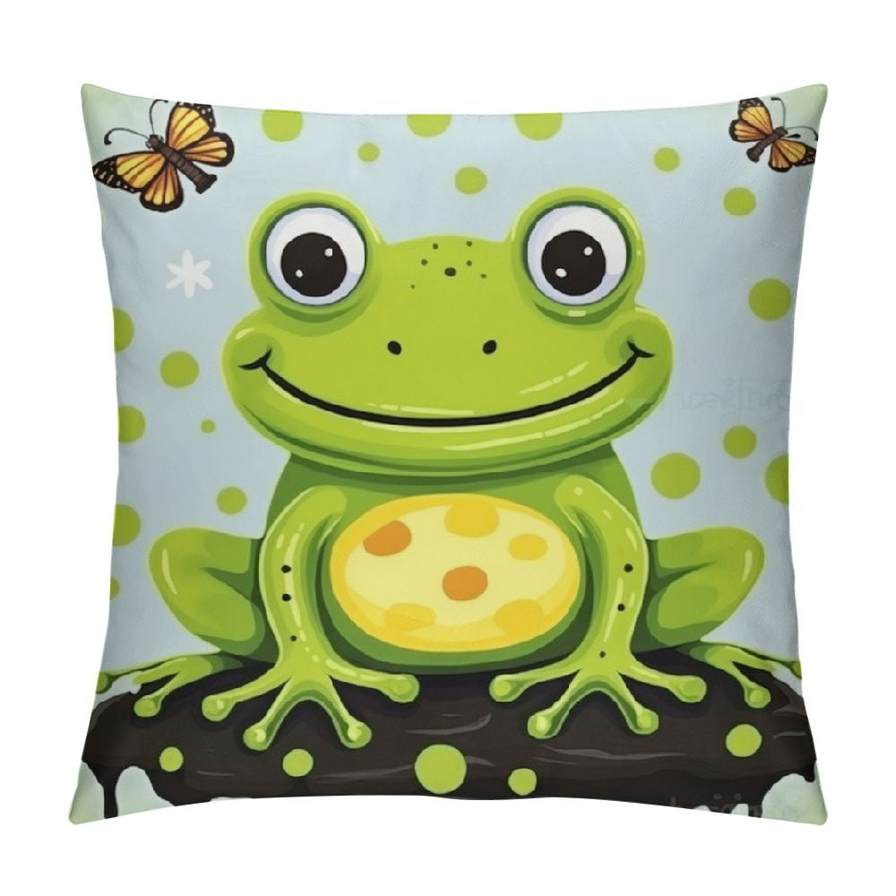 COMIO Throw Pillow Covers Frog On Rock And Crystal Cushion Covers ...