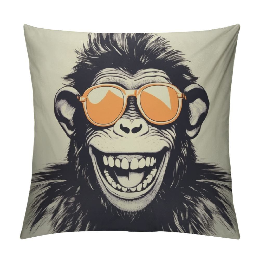 QZHH Throw Pillow Covers Funny Monkey Wear Sunglasses Cushion Covers ...