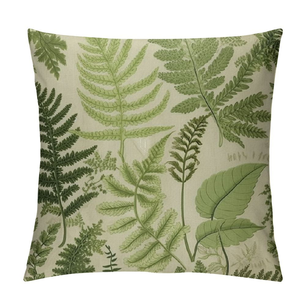 Comio Throw Pillow Covers Green Leaf Floral In Vintage Style Leaves And