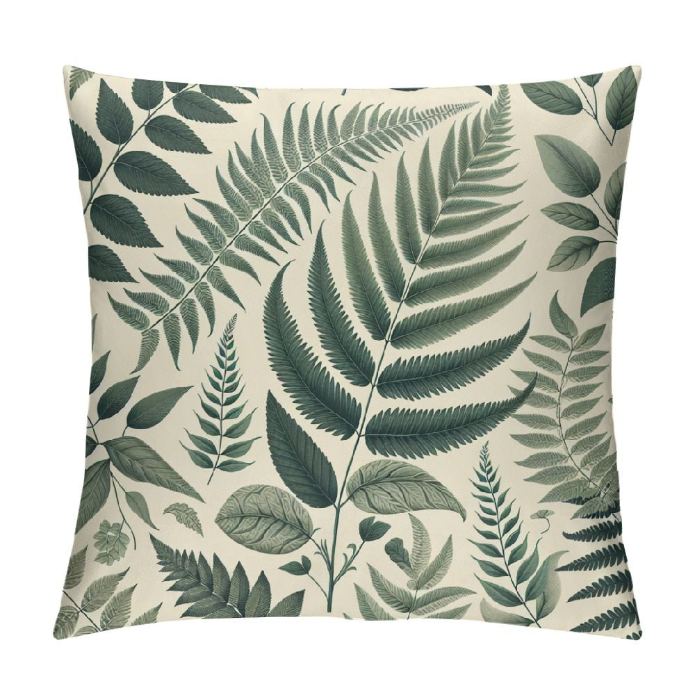 Comio Throw Pillow Covers Green Leaf Floral In Vintage Style Leaves And