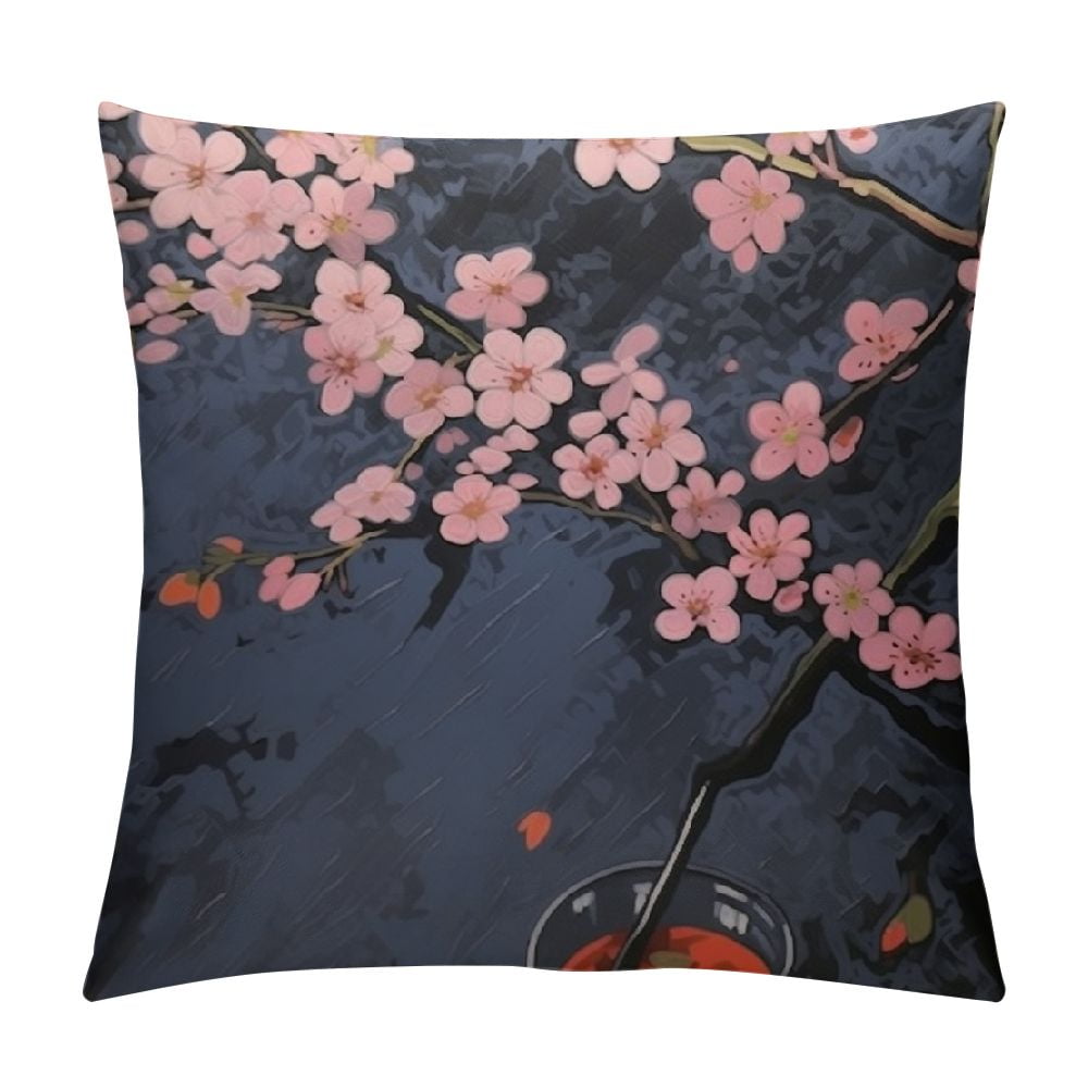 COMIO Throw Pillow Covers Japanese Cherry Sakura Blossom Design Square ...
