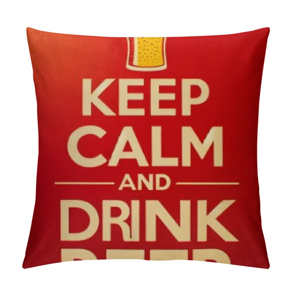 YANMS Throw Pillow Covers and Drink Beer Menu and Calm Keep Bar Beer ...