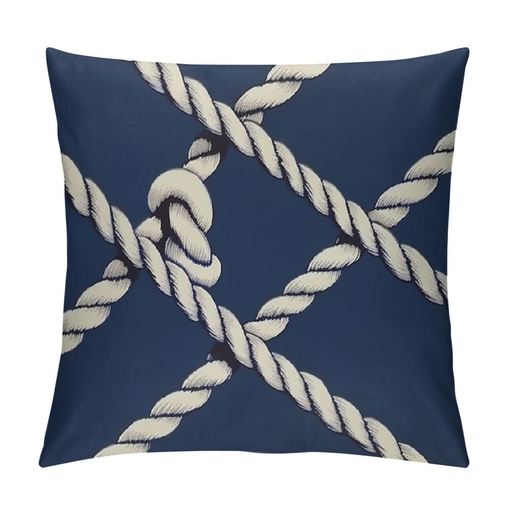 MLJA Throw Pillow Covers Nautical Rope Pattern Endless Navy with White ...