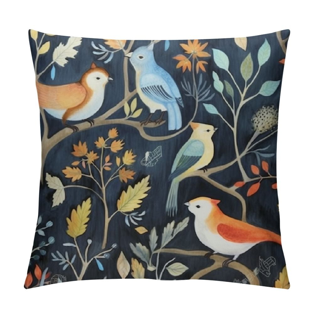 YANMS Throw Pillow Covers Owl Fox Forest Animals Hedgehog Leaves ...