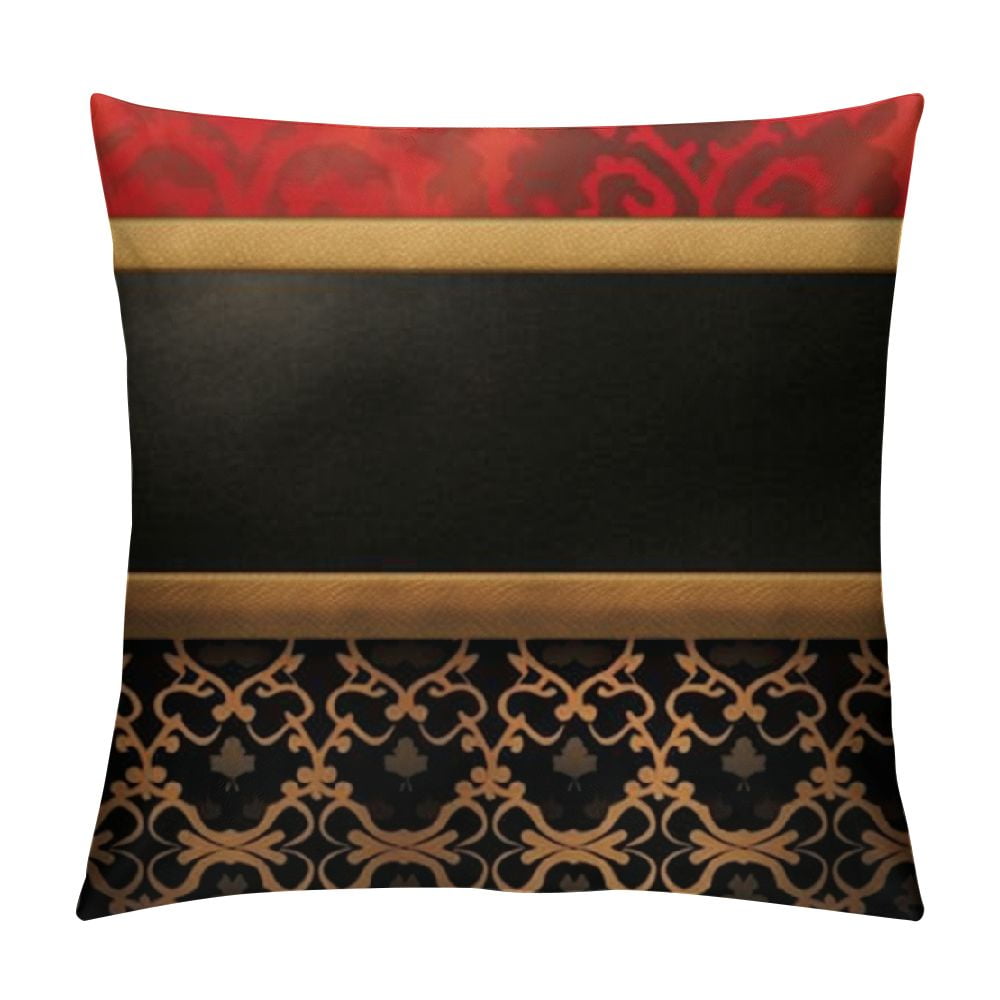 COMIO Throw Pillow Covers,Red Black and Gold Geometric Modren ...