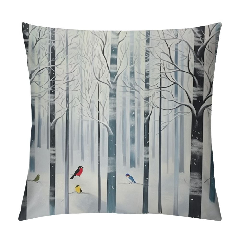 MLJA Throw Pillow Covers Red Fox with Red Winter Forest Landscape ...