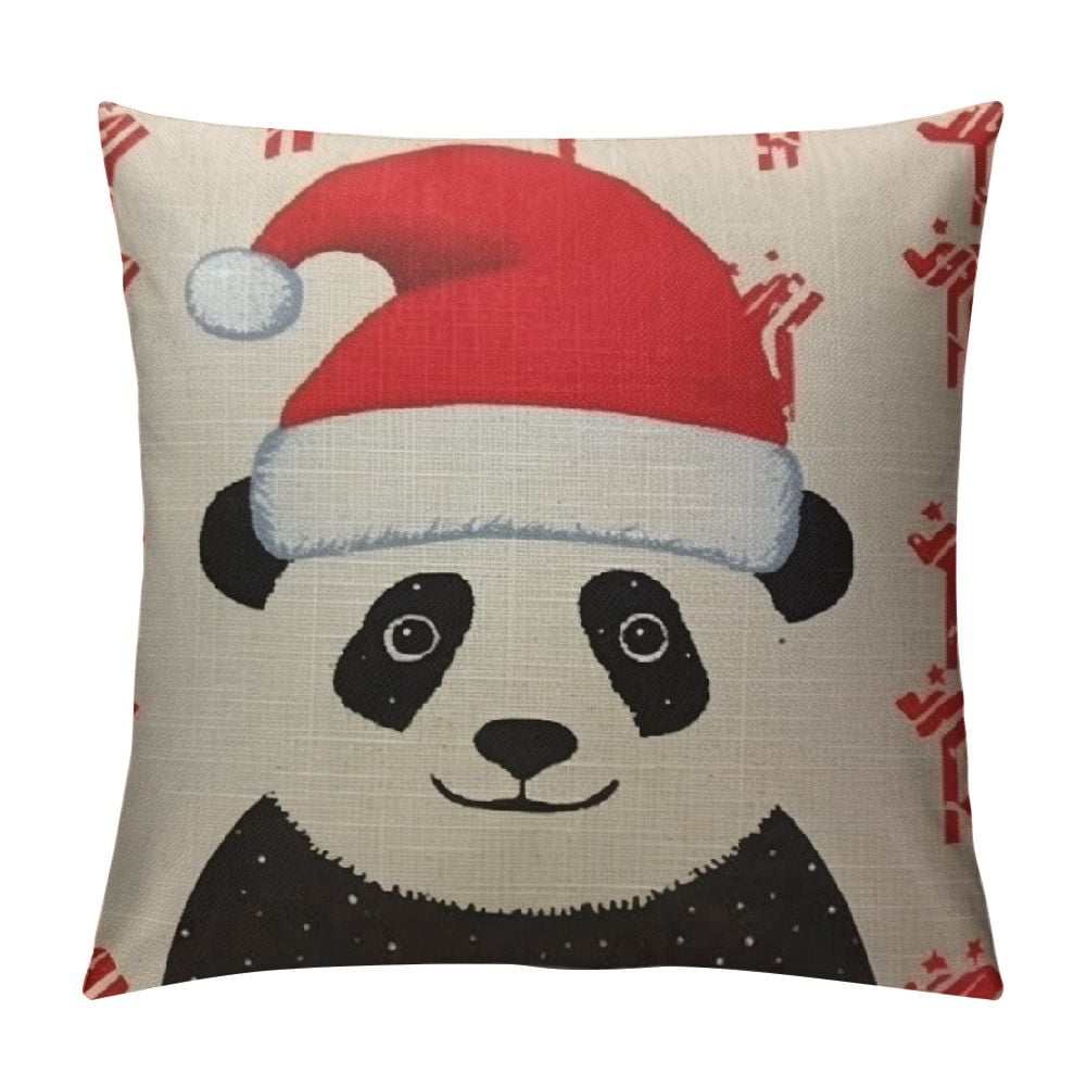 COMIO Throw Pillow Covers Red Made Handdrawn Watercolor Panda Set ...